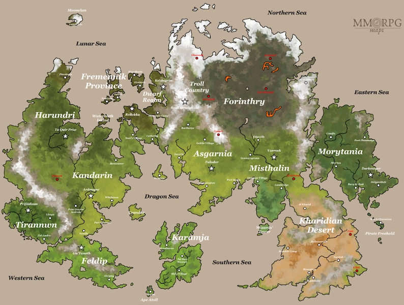 Old School Runescape World Map Premium Art Print 2007 Style | Etsy