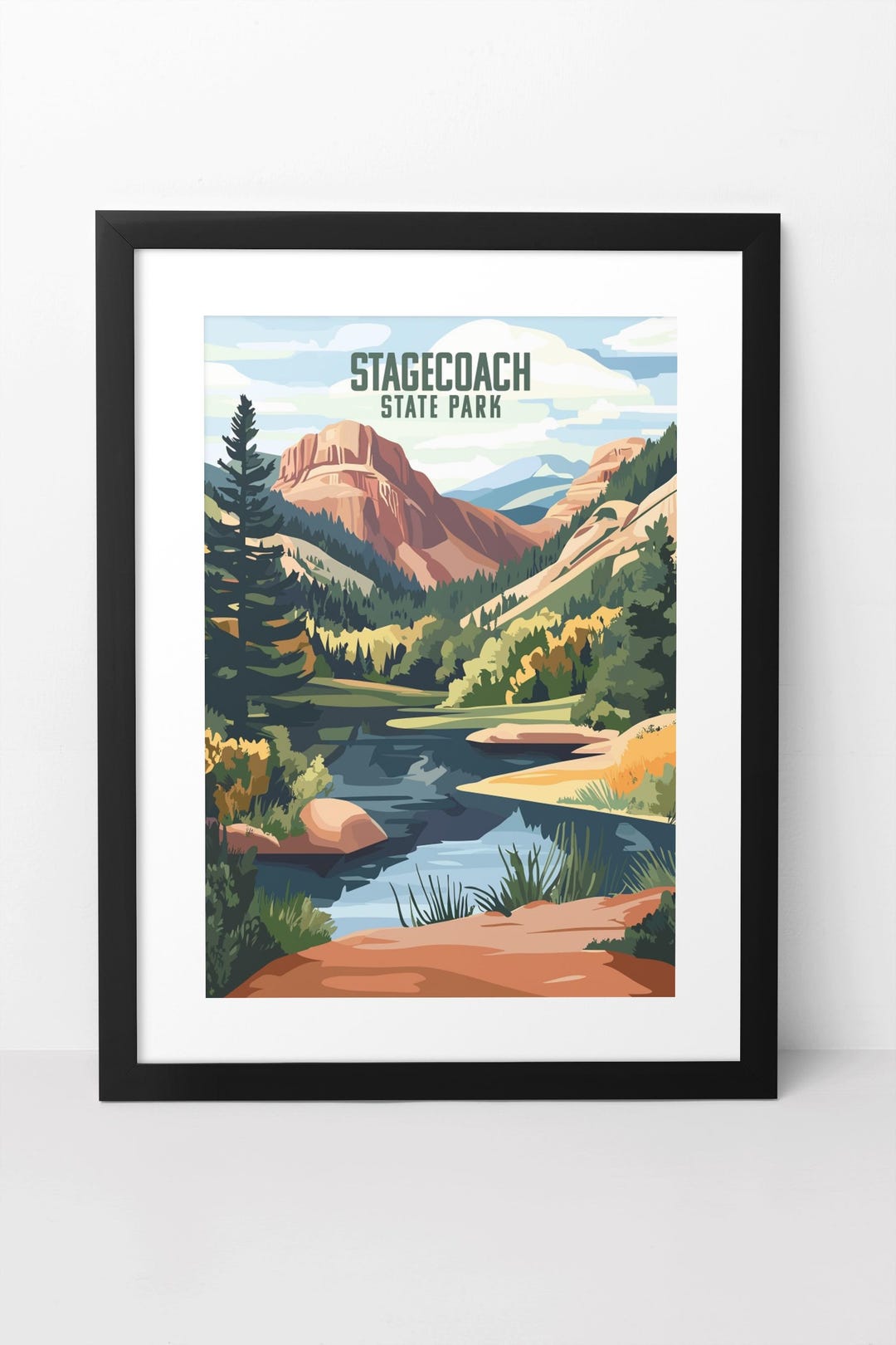 Stagecoach State Park, Mountain Wall Art Poster, Matte Vertical Print ...
