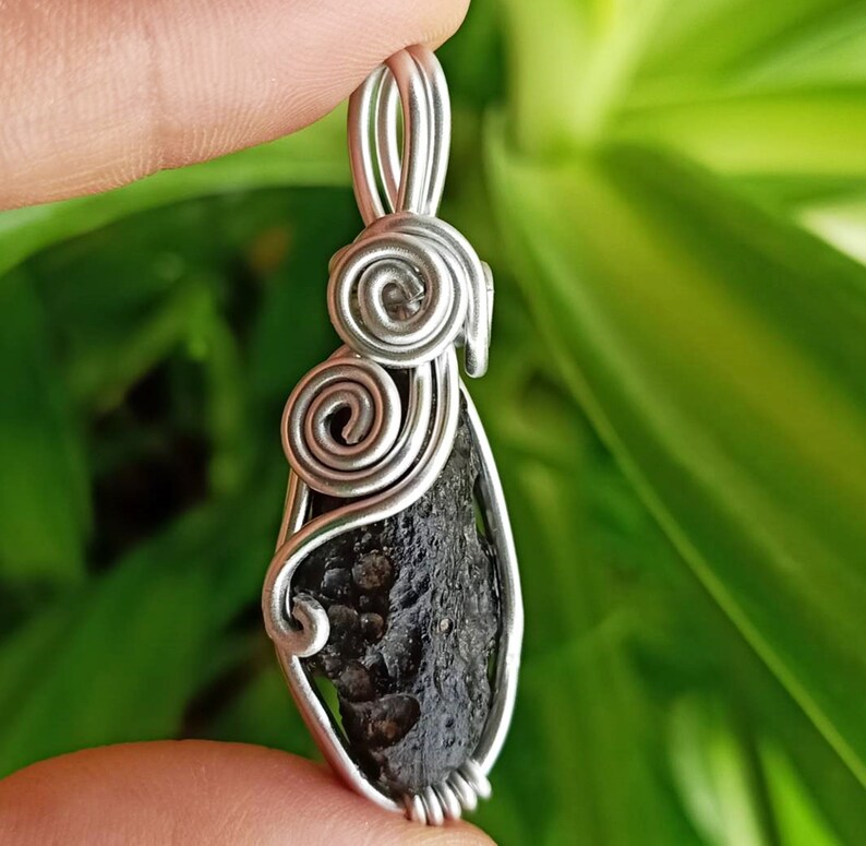 ELLORA JEWEL Tektite Meteorite Wire Wrapped Pendant Raw Artisan Jewelry ...