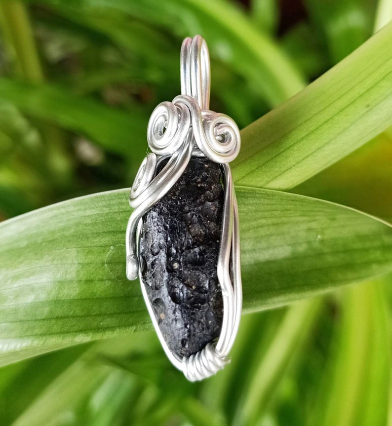 ELLORA JEWEL Tektite Meteorite Wire Wrapped Pendant Raw Artisan Jewelry ...
