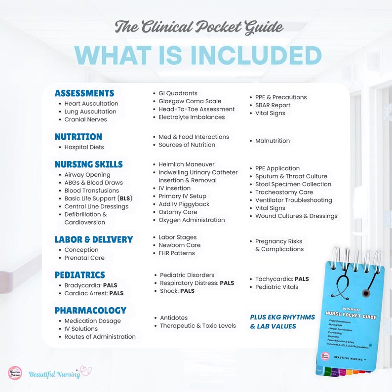 Nurse Pocket Guide | ACLS, PALS, BLS Guidelines, Nursing Skills, Key ...
