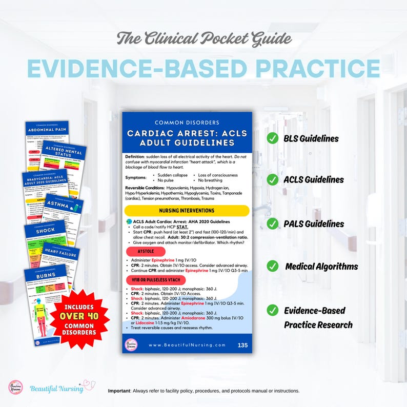 Nurse Pocket Guide | ACLS, PALS, BLS Guidelines, Nursing Skills, Key ...