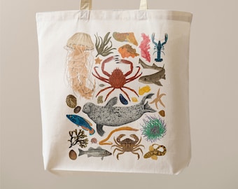 Sea Creatures Tote Bag - Etsy
