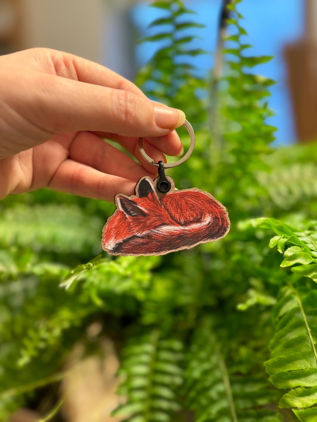 Red Fox Wooden Keyring | Handmade Forest Animal Keychain | Unique Gift ...