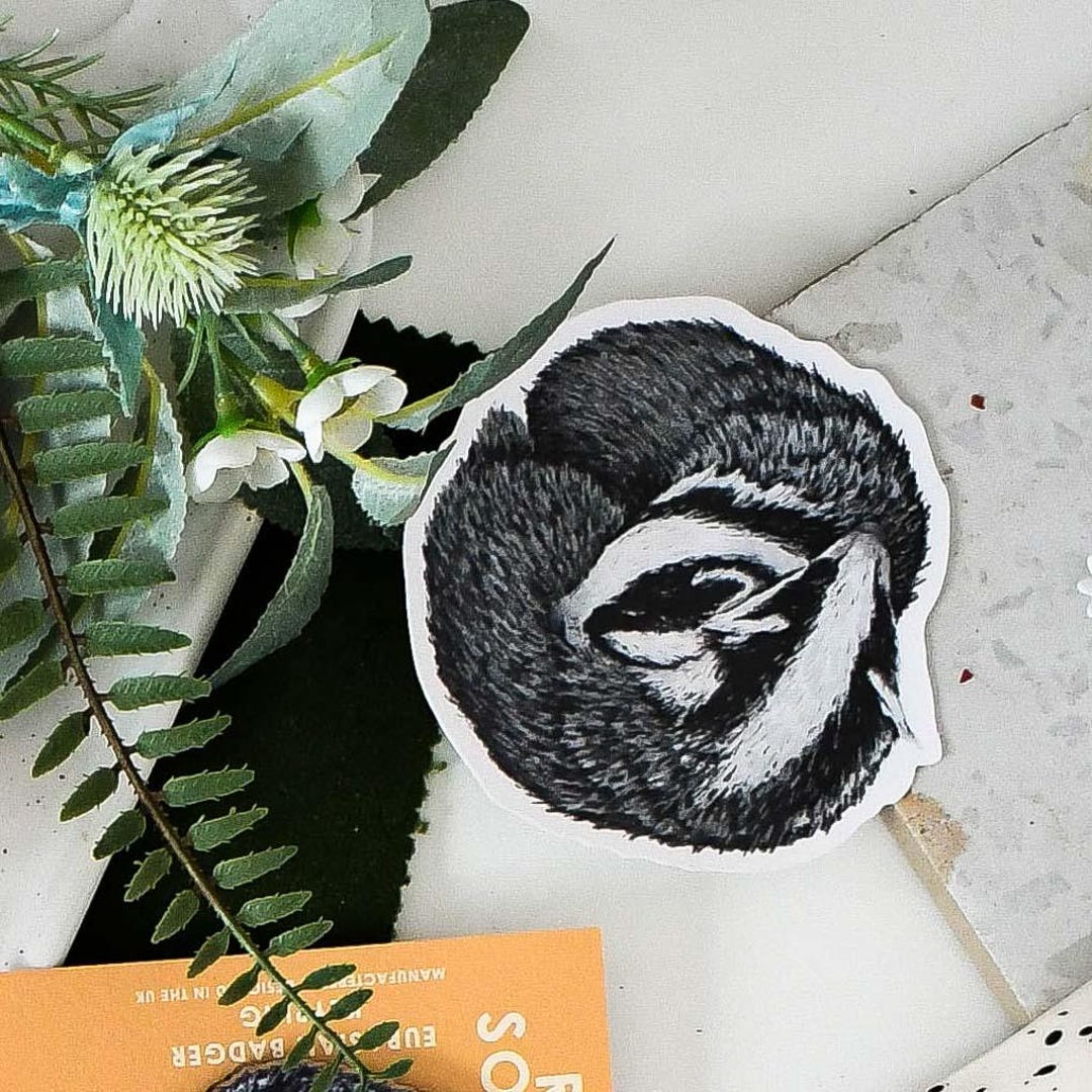 Sleeping Badger Vinyl Sticker | Cute Badger Decal for Laptops, Water ...