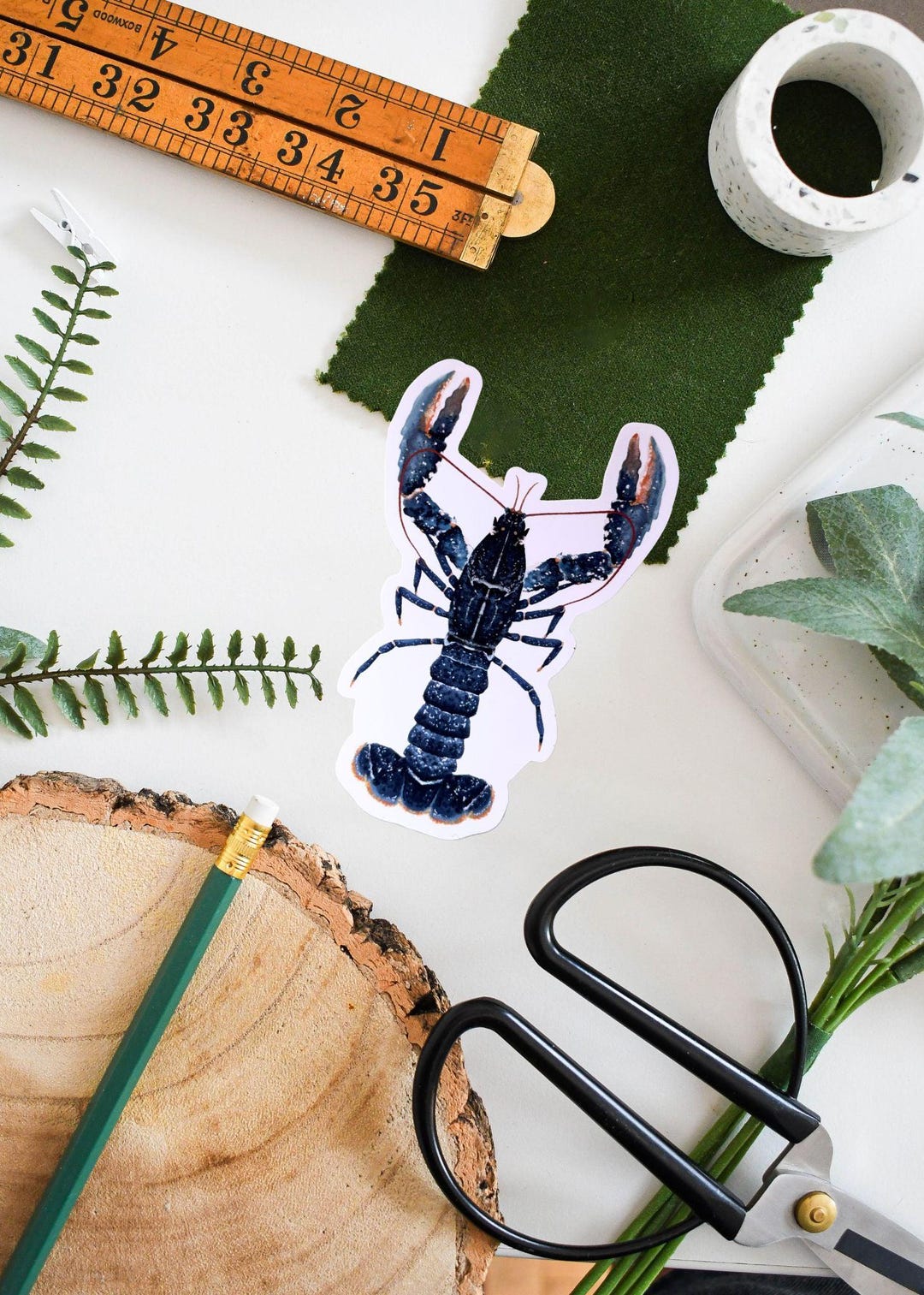 Common European Lobster Vinyl Sticker, Ocean Decor, Cute Crab Art ...