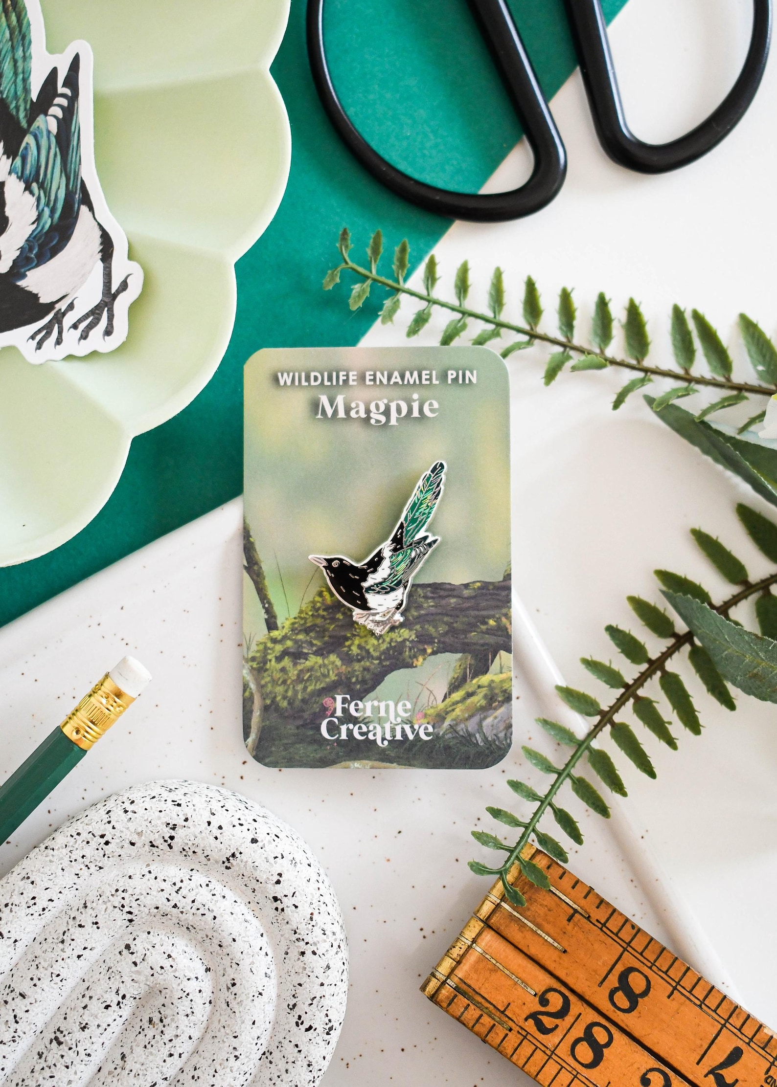 Eurasian Magpie Enamel Pin - Bird Lover Gift, Wildlife Accessories ...