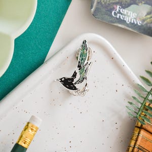 Eurasian Magpie Enamel Pin - Bird Lover Gift, Wildlife Accessories ...