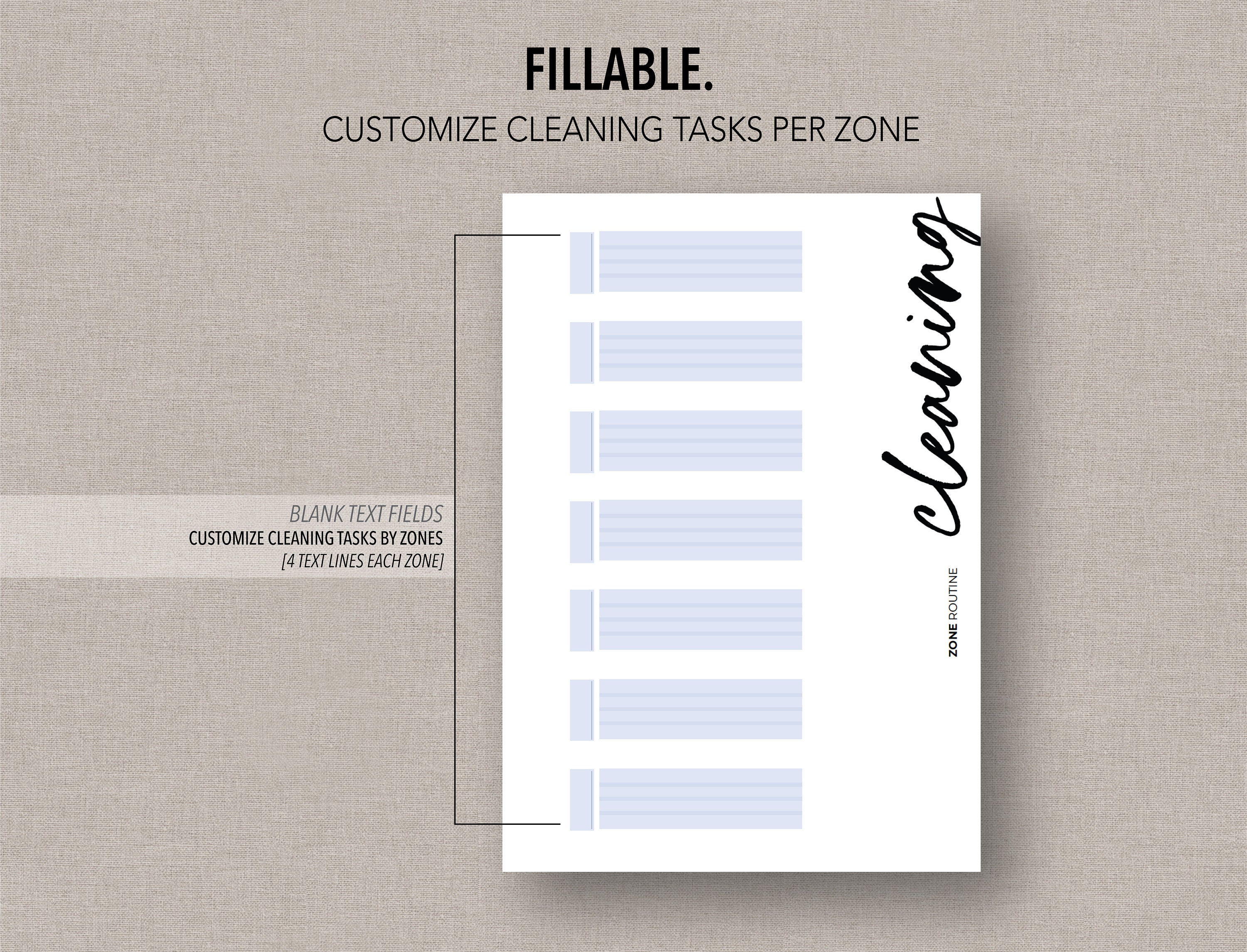 PERSONALWIDE *FILLABLE* Cleaning ZONE Routine Insert | Fillable ...