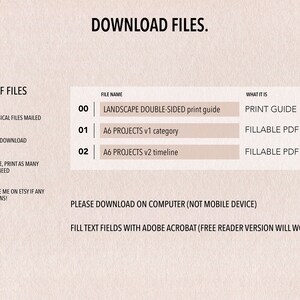 A6 *FILLABLE* PROJECTS Insert | Fillable & Printable | 2 Versions - Category or Timeline - Etsy