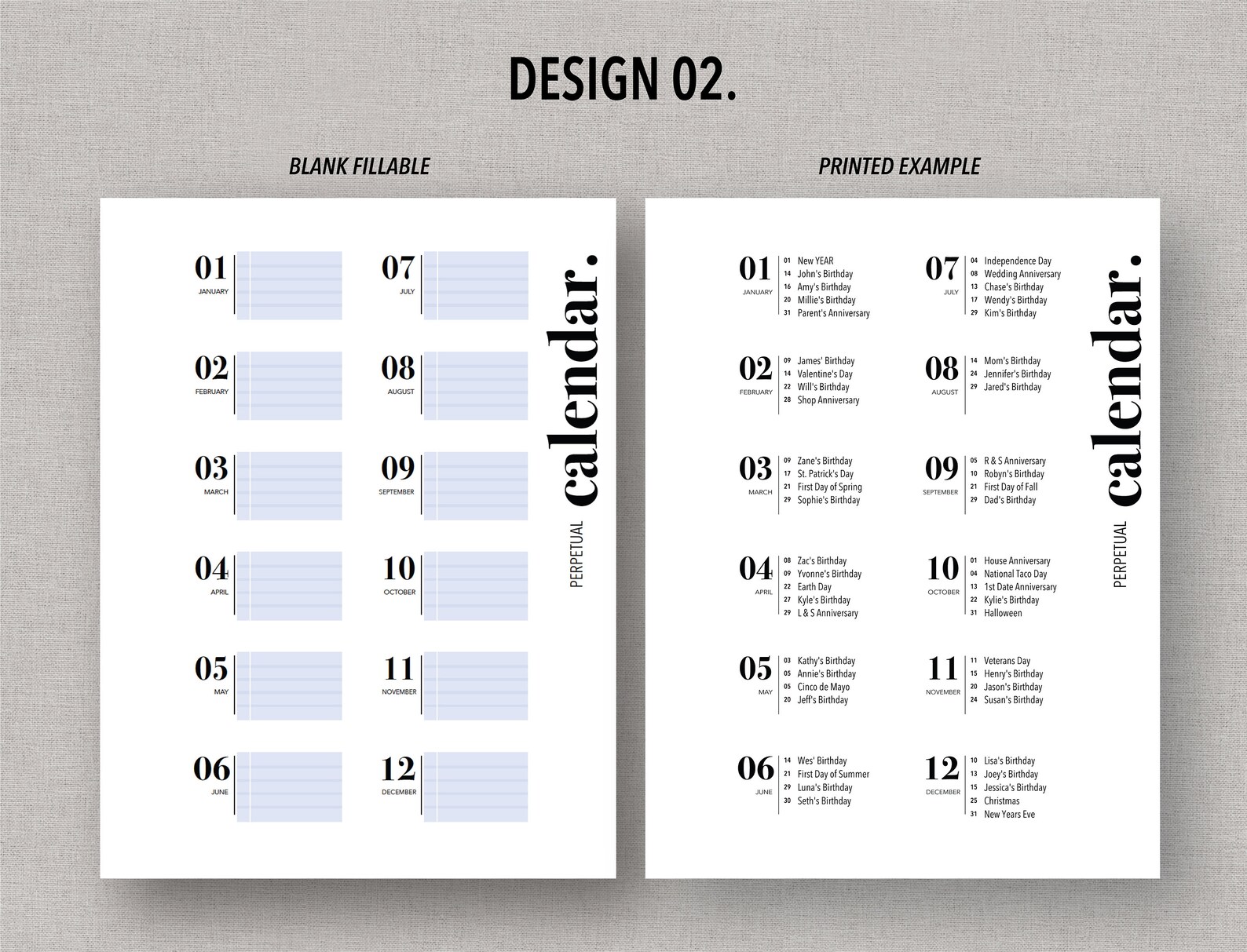 B6 *FILLABLE* PERPETUAL Calendar Bundle | Fillable & Printable | 5 ...