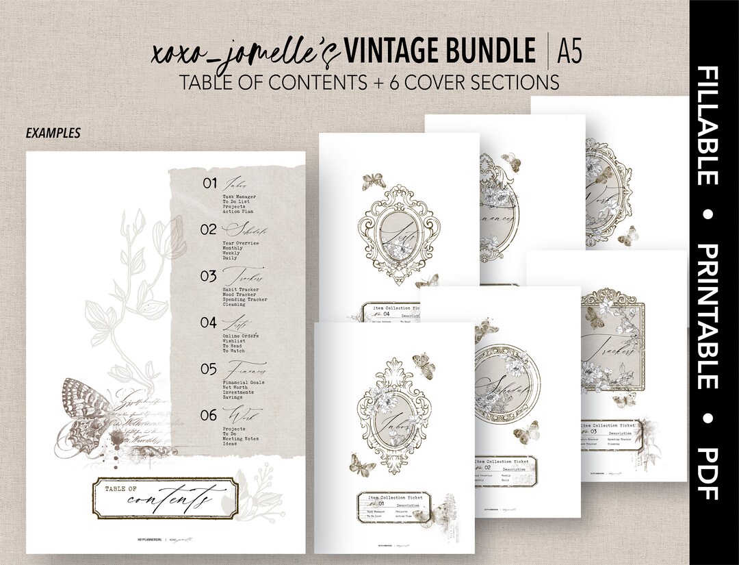 A5 *FILLABLE* @xoxo_jomelle's VINTAGE BUNDLE | Fillable & Printable ...