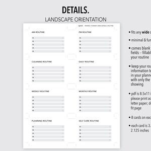 ROUTINE MINIMAL *FILLABLE* Planner Cards Bundle | Routine Cards | Task ...