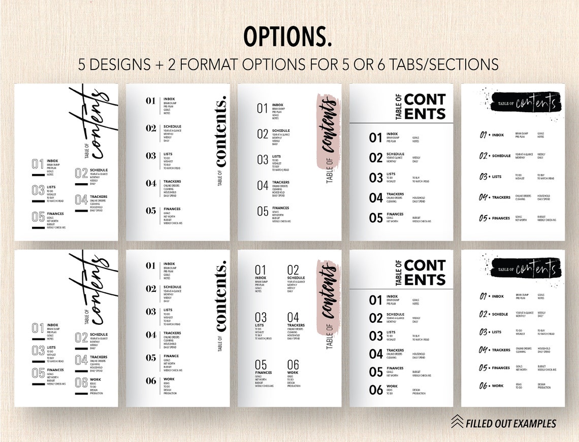 MINI HP *FILLABLE* Table of Contents Bundle | Fillable & Printable ...