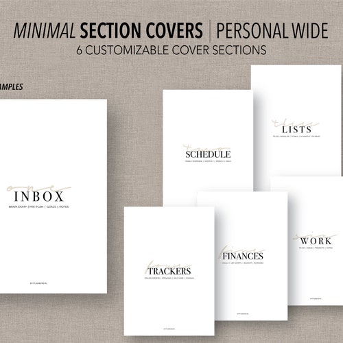 PERSONAL WIDE FILLABLE script Section Covers Fillable & - Etsy