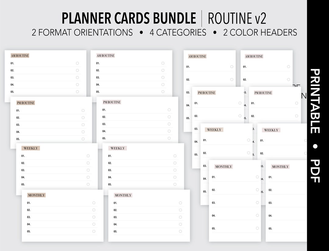 ROUTINE V2 *PRINTABLE* Planner Cards Bundle | Highlighted Headers ...