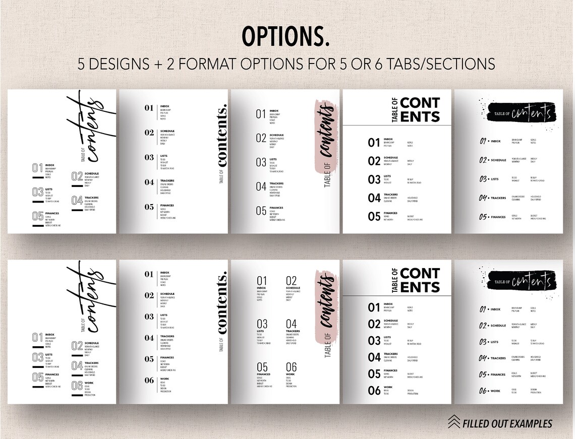 CLASSIC HP *FILLABLE* Table of Contents Bundle | Fillable & Printable ...