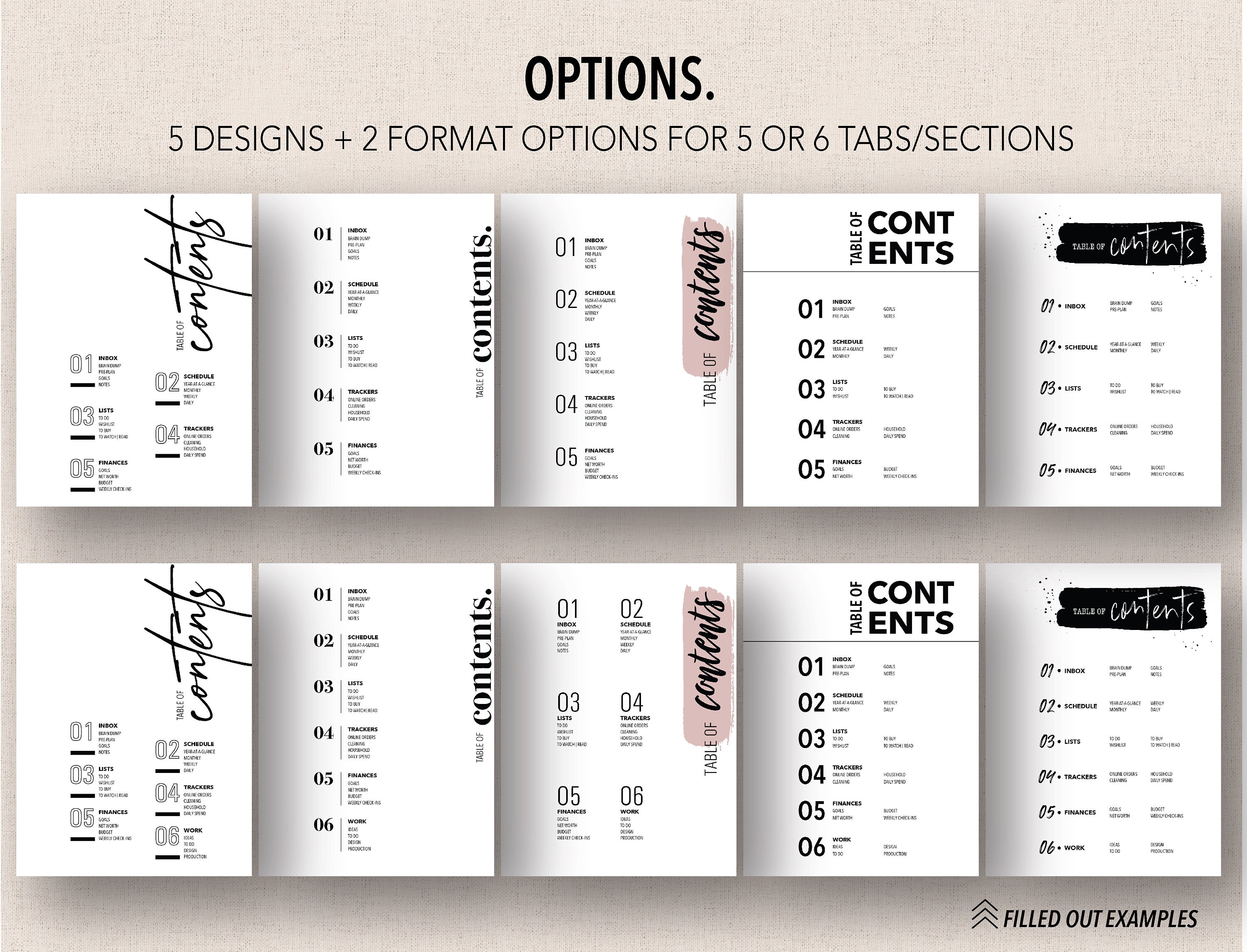 CLASSIC HP FILLABLE Table of Contents Bundle Fillable & - Etsy