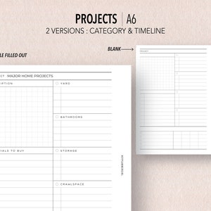 A6 *FILLABLE* PROJECTS Insert | Fillable & Printable | 2 Versions ...