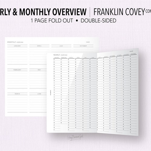 FRANKLIN COVEY Compact FILLABLE Annual Tracker Fold Out - Etsy
