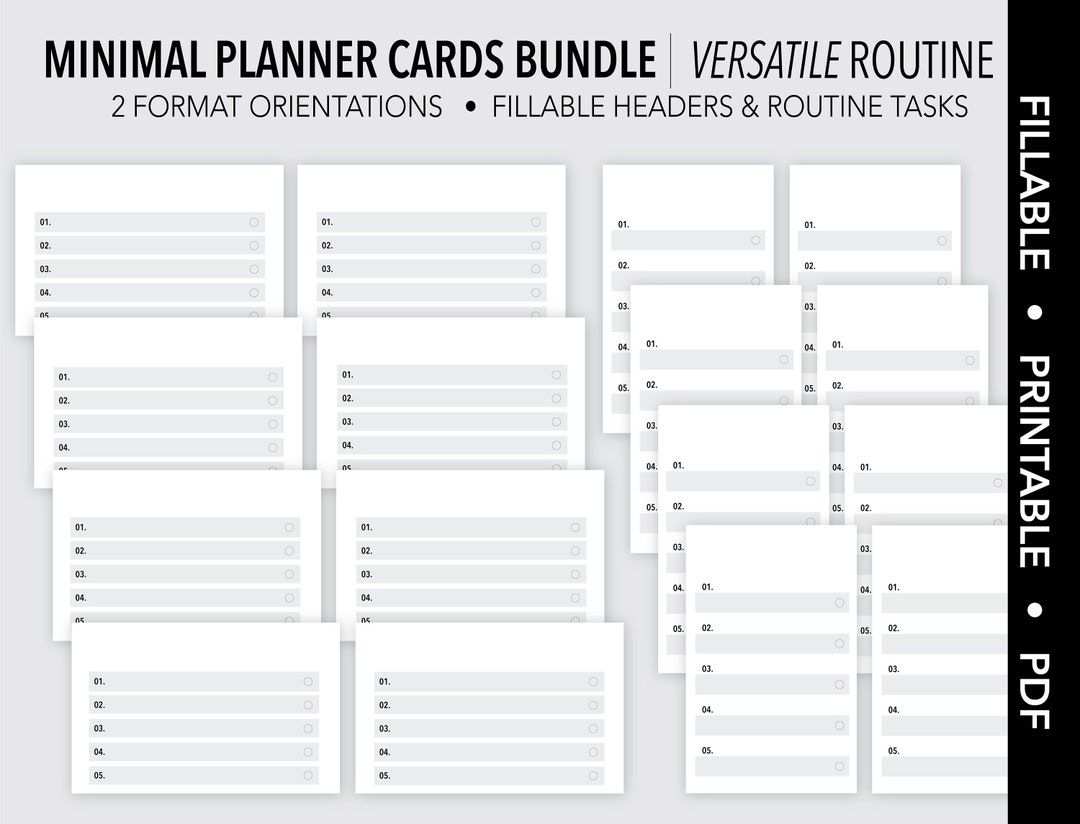 VERSATILE ROUTINE *FILLABLE* Minimal Planner Cards Bundle | Routine ...