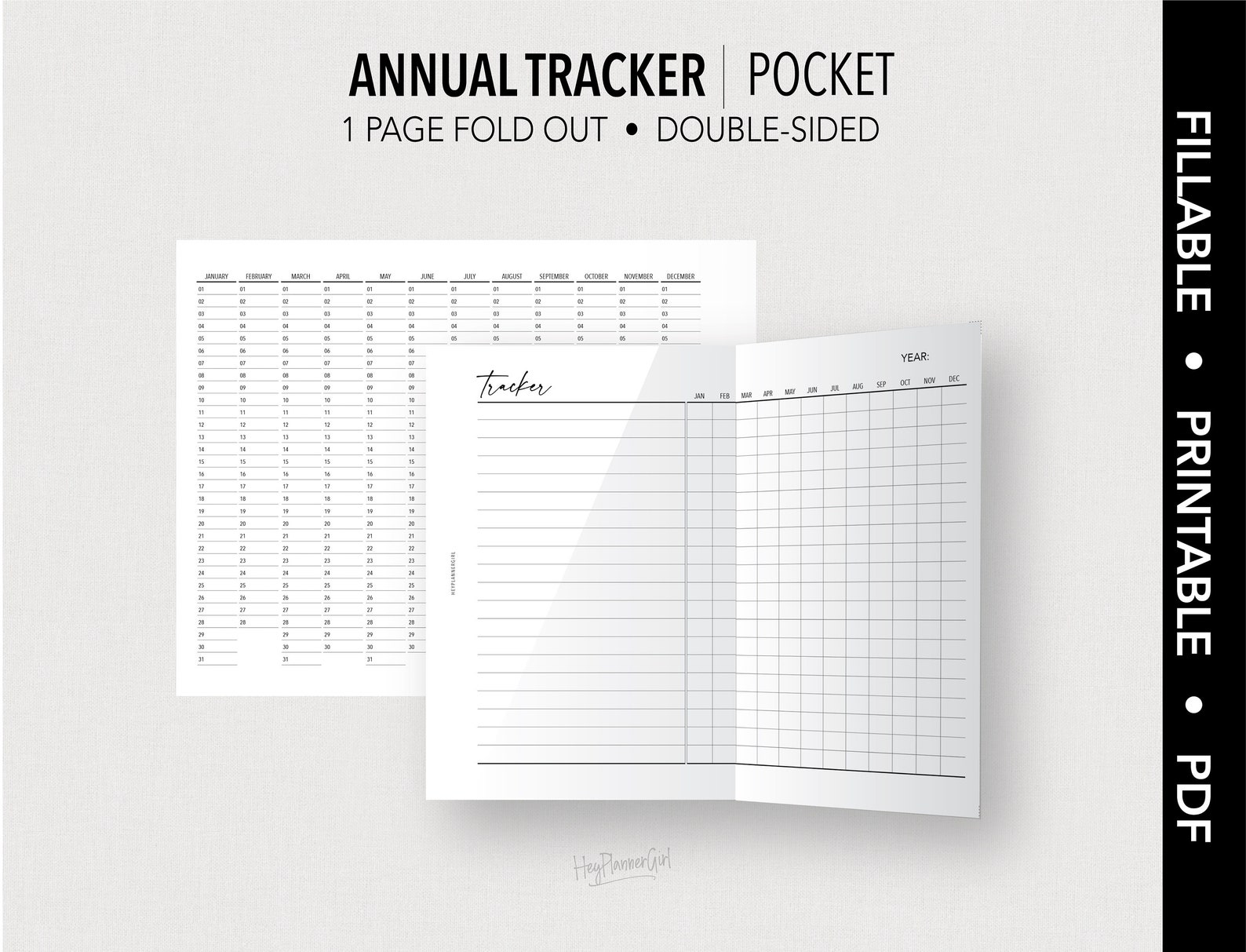 POCKET FILLABLE ANNUAL Tracker Fold Out Insert Fillable & - Etsy
