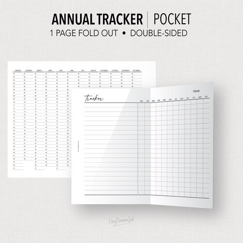 POCKET FILLABLE ANNUAL Tracker Fold Out Insert Fillable & - Etsy