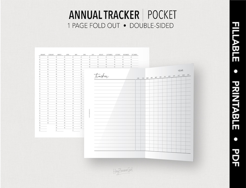 POCKET FILLABLE ANNUAL Tracker Fold Out Insert Fillable & - Etsy