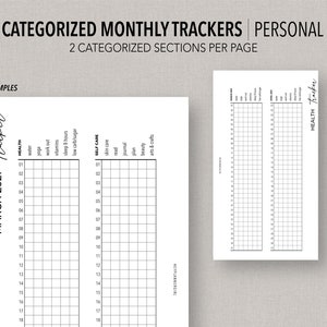 PERSONAL *FILLABLE* CATEGORIZED Monthly Trackers | Fillable & Printable ...