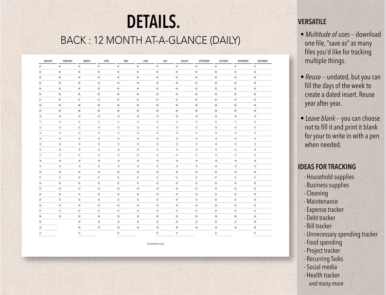 CLASSIC HP *FILLABLE* Annual Tracker | Fillable & Printable | Minimal ...