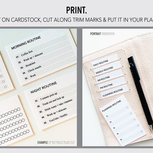 ROUTINE MINIMAL *FILLABLE* Planner Cards Bundle | Routine Cards | Task ...