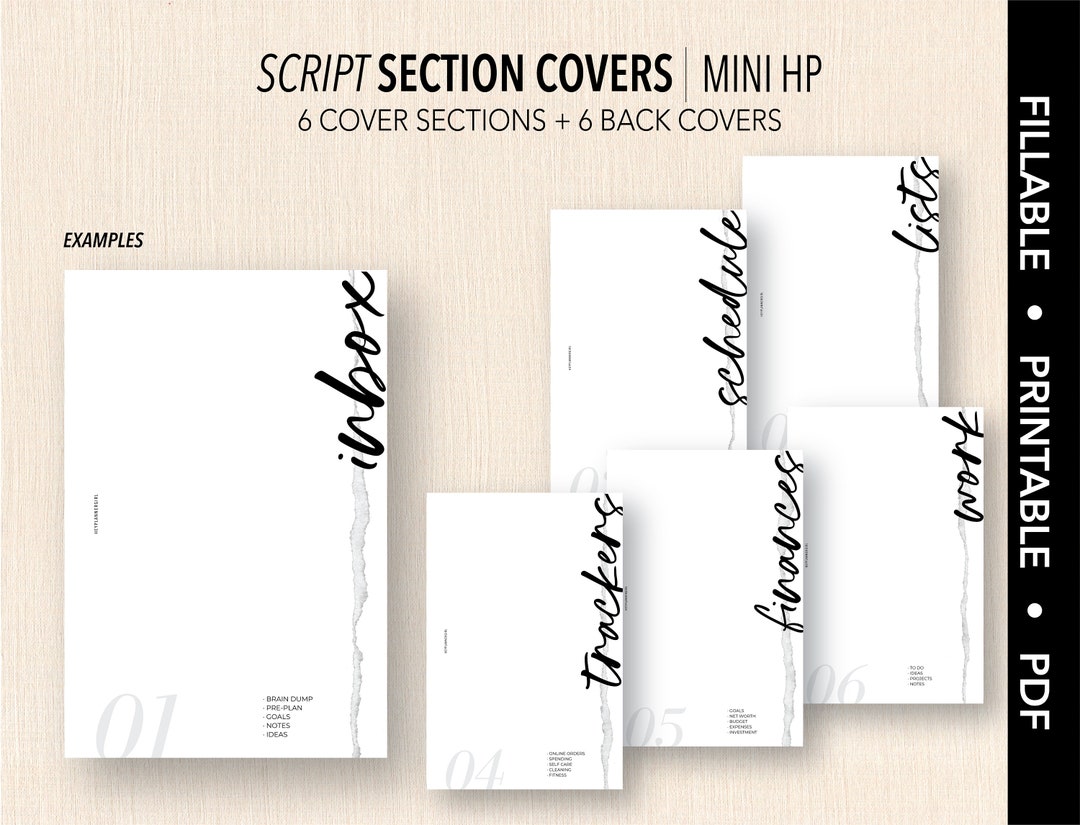 MINI HP *FILLABLE* {script} Section Covers | Fillable & Printable | 6 ...
