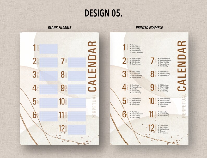 A5 FILLABLE PERPETUAL Calendar Bundle Fillable & Printable - Etsy
