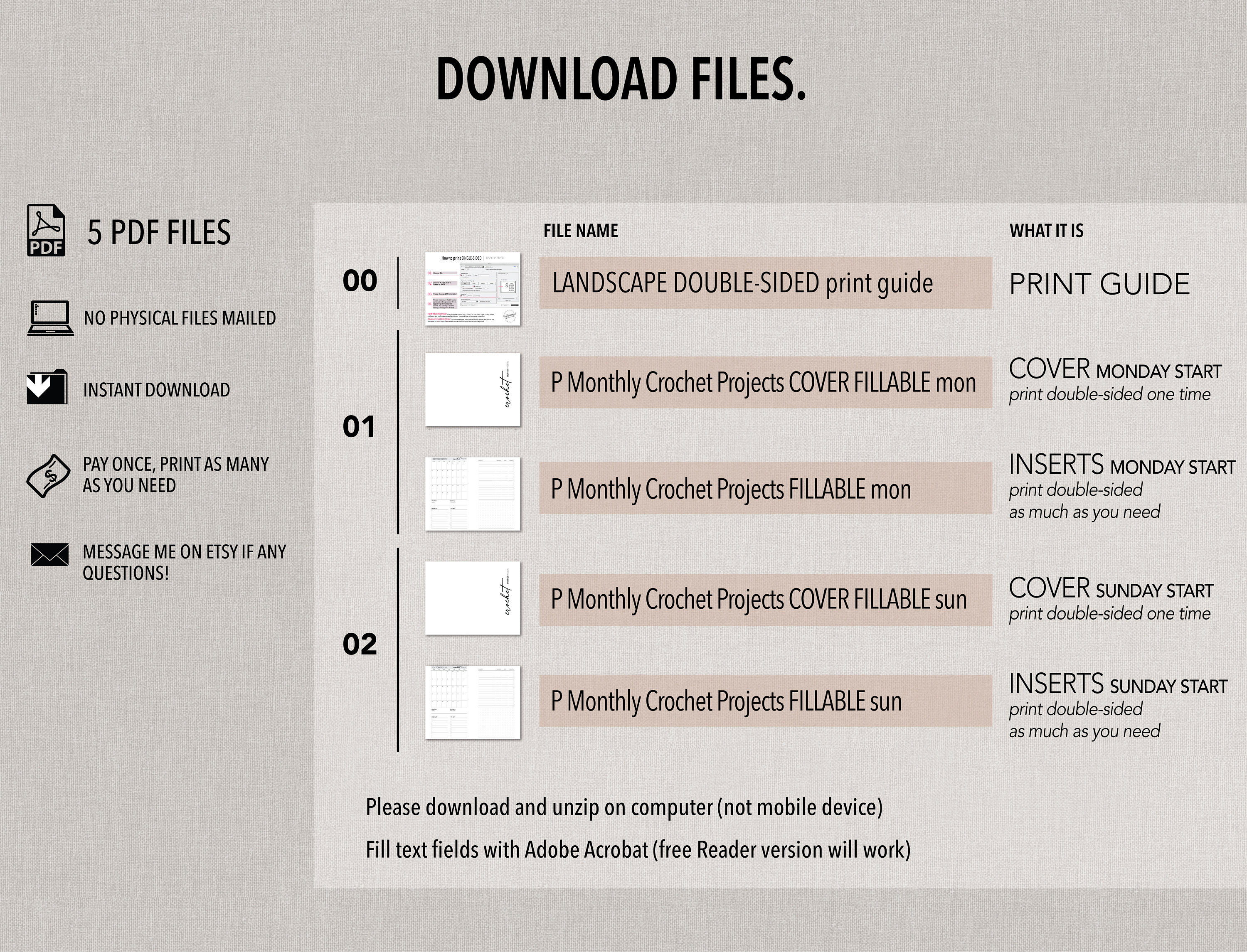 PERSONAL FILLABLE CROCHET Projects Monthly Tracker - Etsy