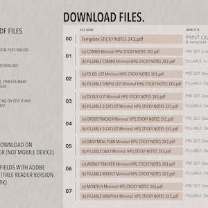 STICKY NOTES *FILLABLE* Minimal Bundle | 2 Versions : Pre-set and ...