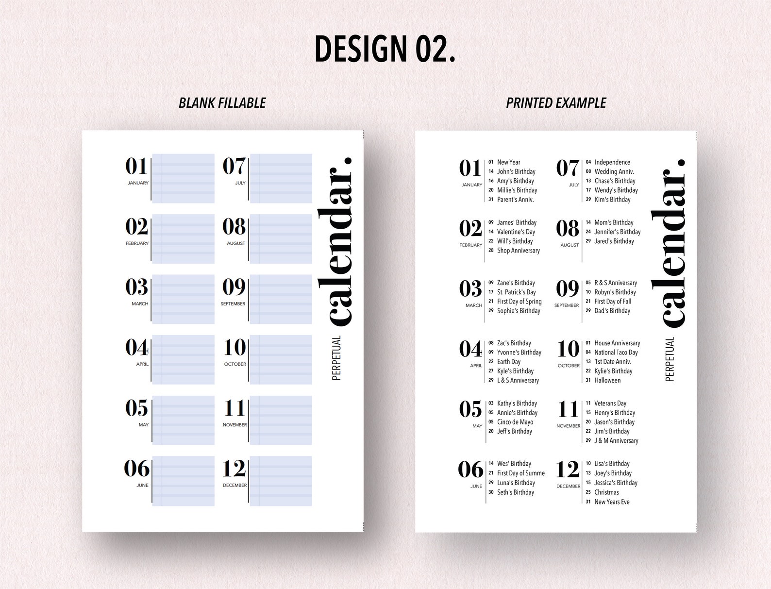 POCKETPLUS *FILLABLE* PERPETUAL Calendar Bundle | Fillable & Printable ...