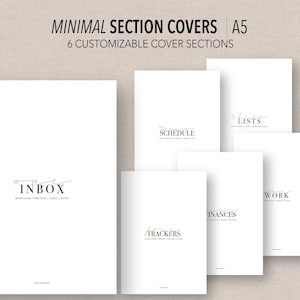 A5 *FILLABLE* {minimal} SECTION COVERS | Fillable & Printable | 6 Cover ...