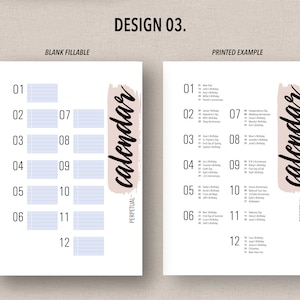 A5 *FILLABLE* PERPETUAL Calendar Bundle | Fillable & Printable | 5 ...