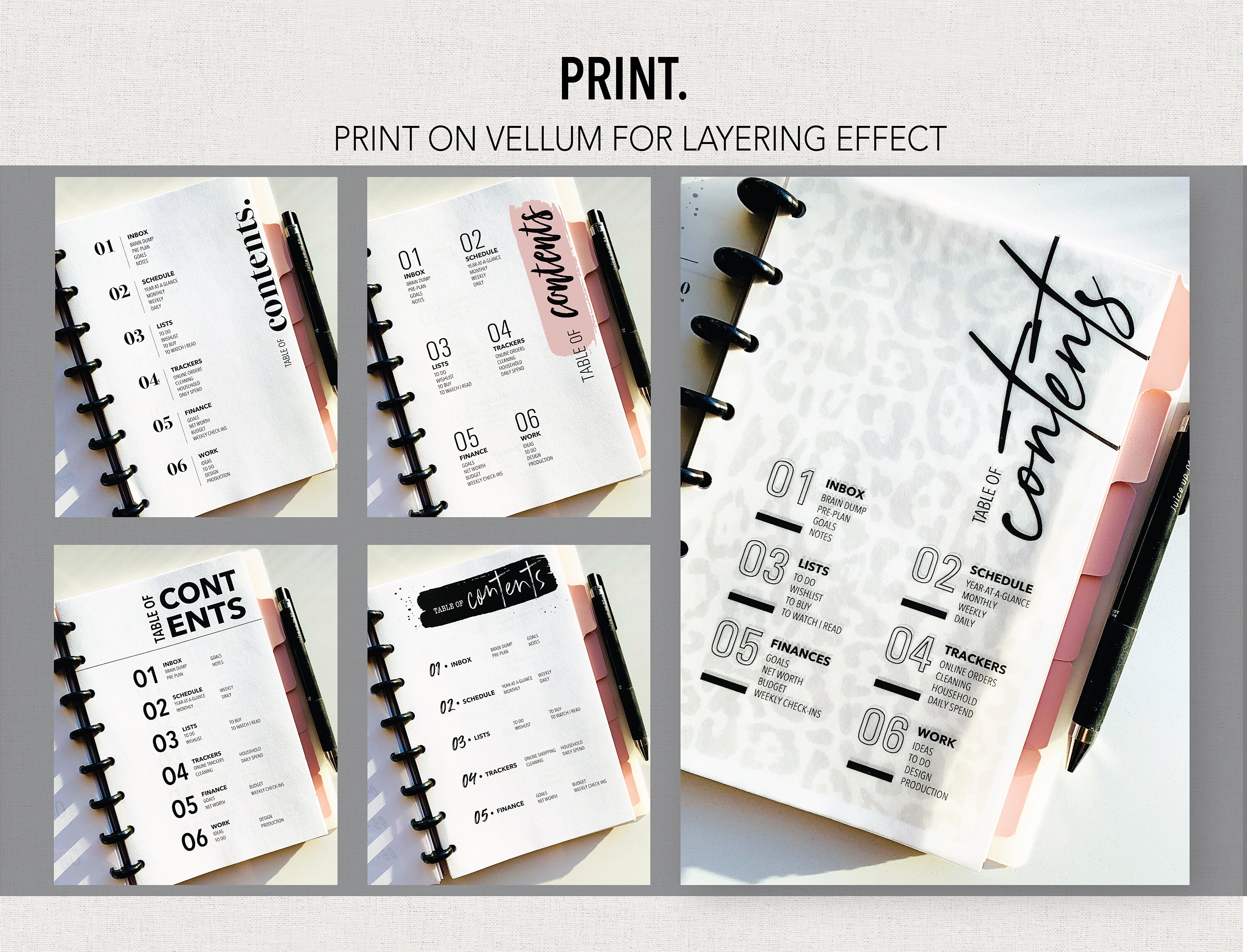 HALF LETTER FILLABLE Table of Contents Bundle Fillable & | Etsy