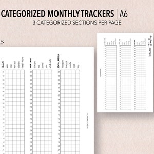 A6 *FILLABLE* CATEGORIZED Monthly Trackers | Fillable & Printable | 3 ...