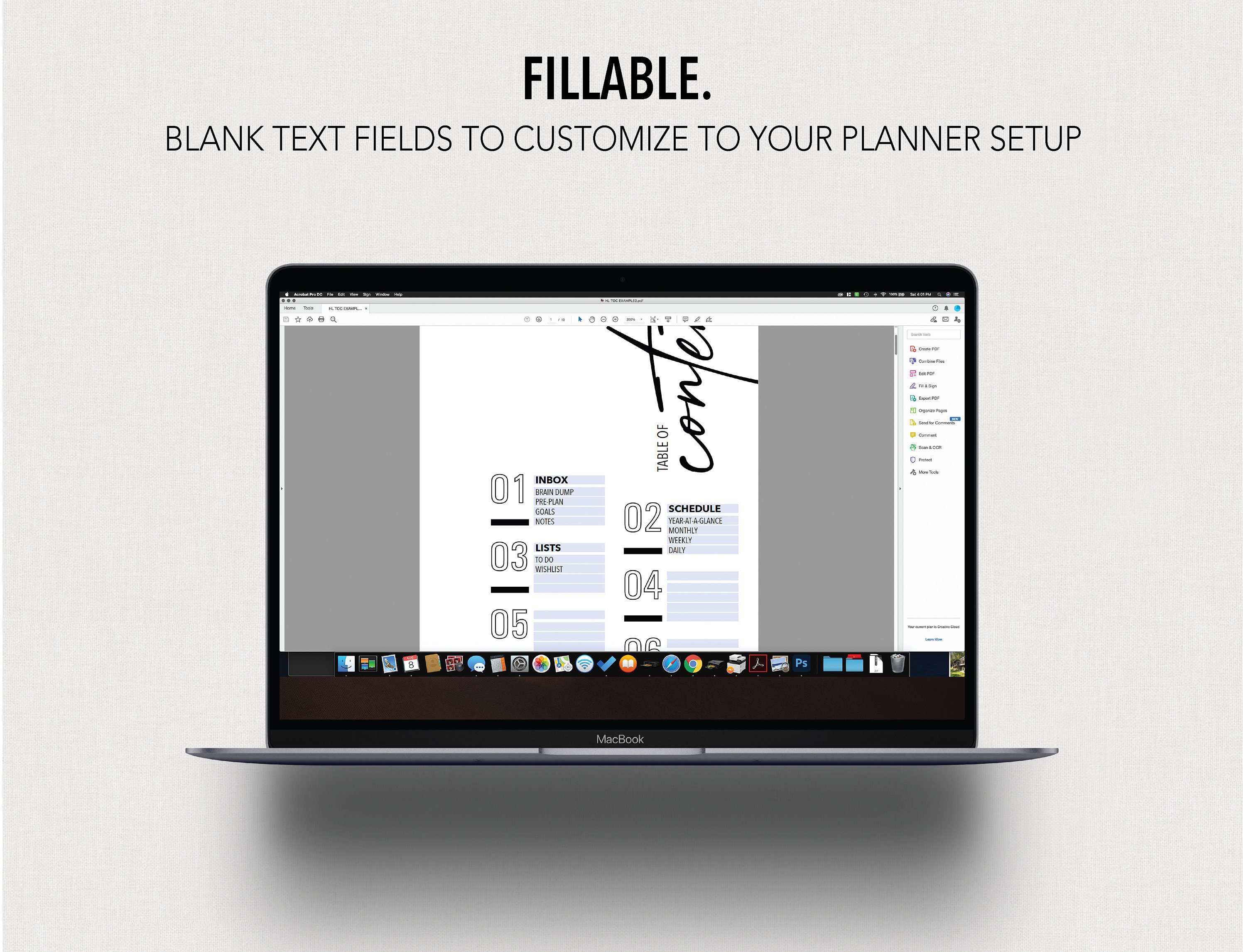 POCKET FILLABLE Table of Contents Bundle Fillable & | Etsy