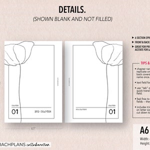 A6 *FILLABLE* RACHEL'S FLORAL Chapter Covers | Fillable & Printable | 6 ...