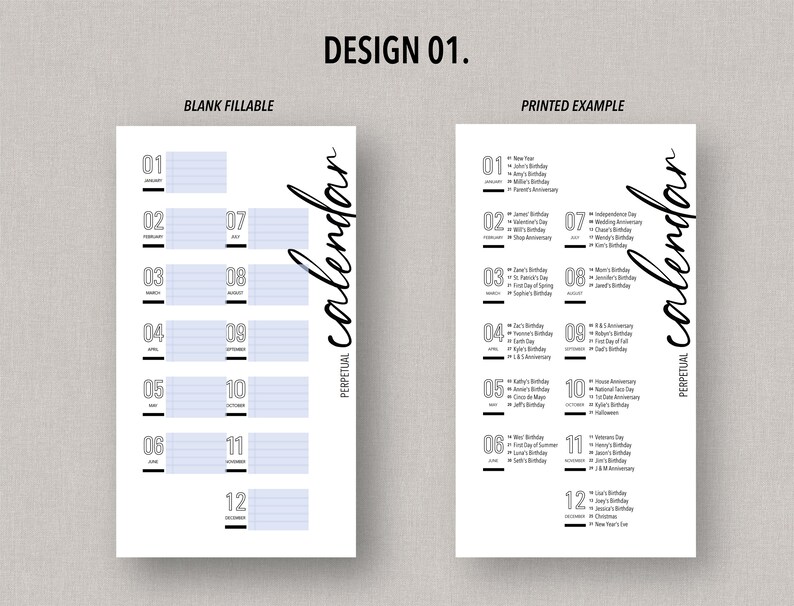 PERSONAL *FILLABLE* PERPETUAL Calendar Bundle | Fillable & Printable ...