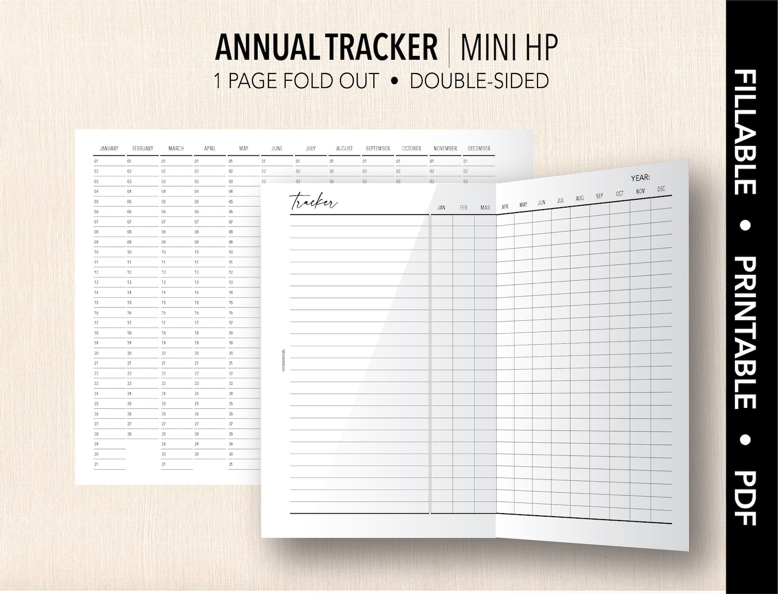 MINIHP FILLABLE ANNUAL Tracker Fold Out Insert Fillable & - Etsy
