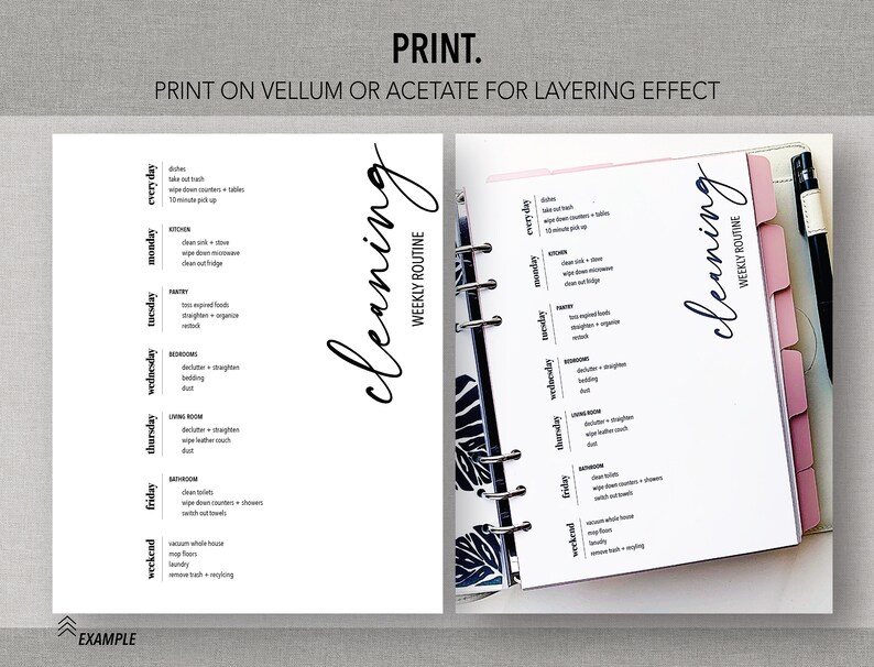 A5 WIDE *FILLABLE* Cleaning WEEKLY Routine Insert | Fillable ...