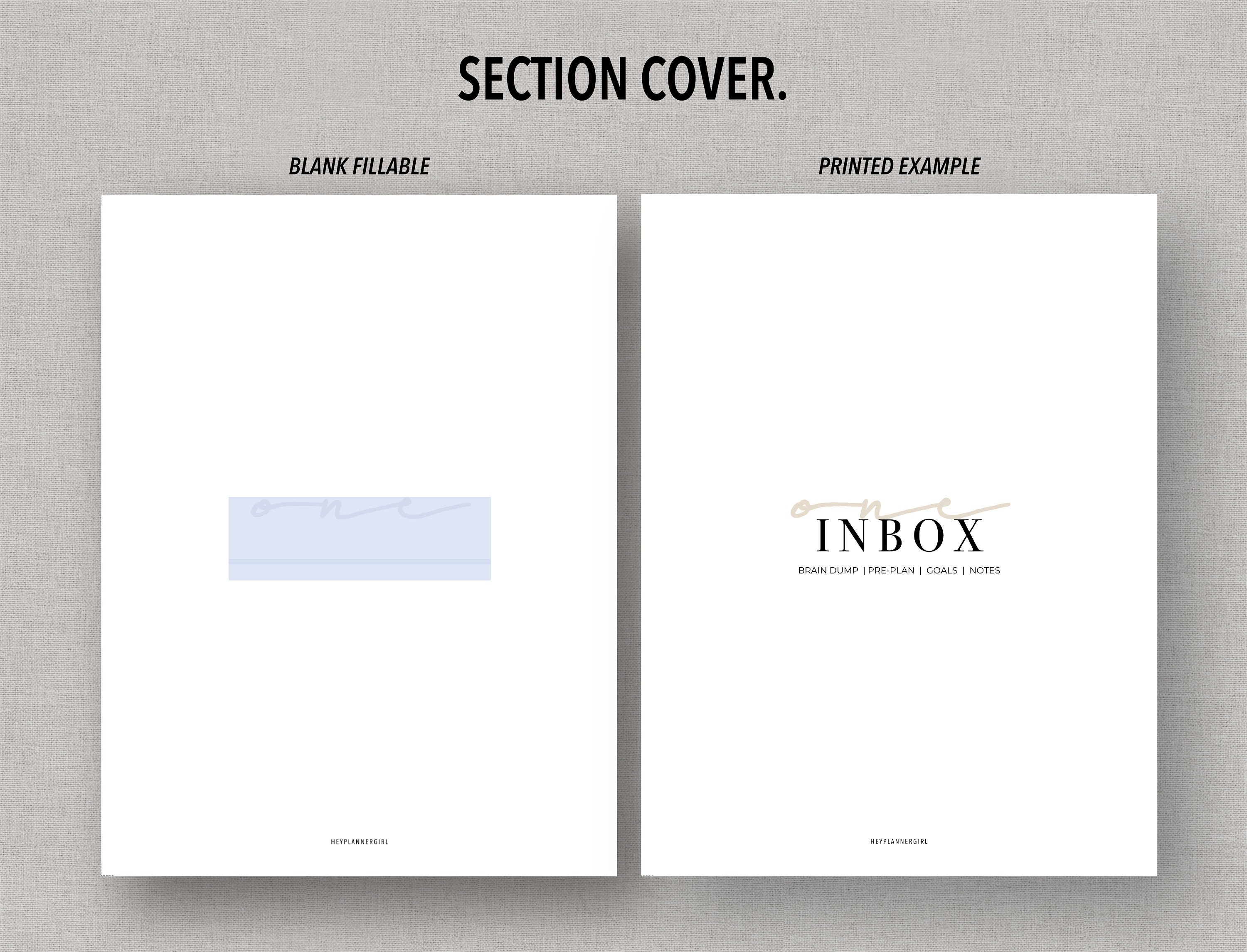 B6 FILLABLE minimal Section Covers Fillable & Printable - Etsy