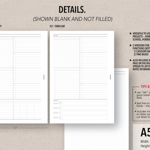 A5 *FILLABLE* PROJECTS Insert | Fillable & Printable | 2 Versions ...