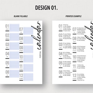 POCKET *FILLABLE* PERPETUAL Calendar Bundle | Fillable & Printable | 5 ...