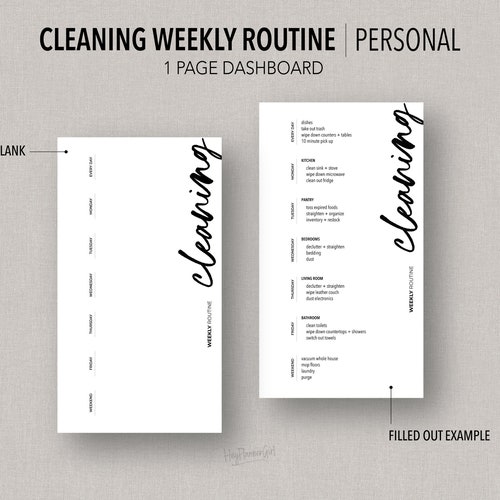 LETTER FILLABLE CLEANING Weekly Routine Insert Fillable & - Etsy