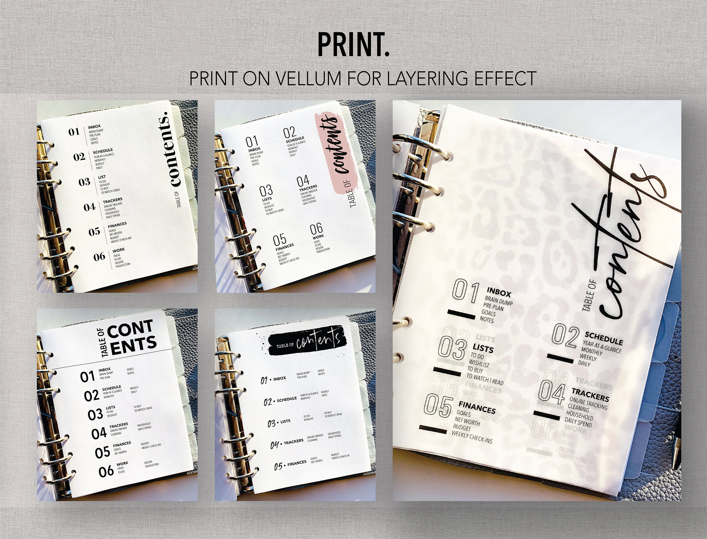 B6 FILLABLE Table of Contents Bundle Fillable & Printable | Etsy